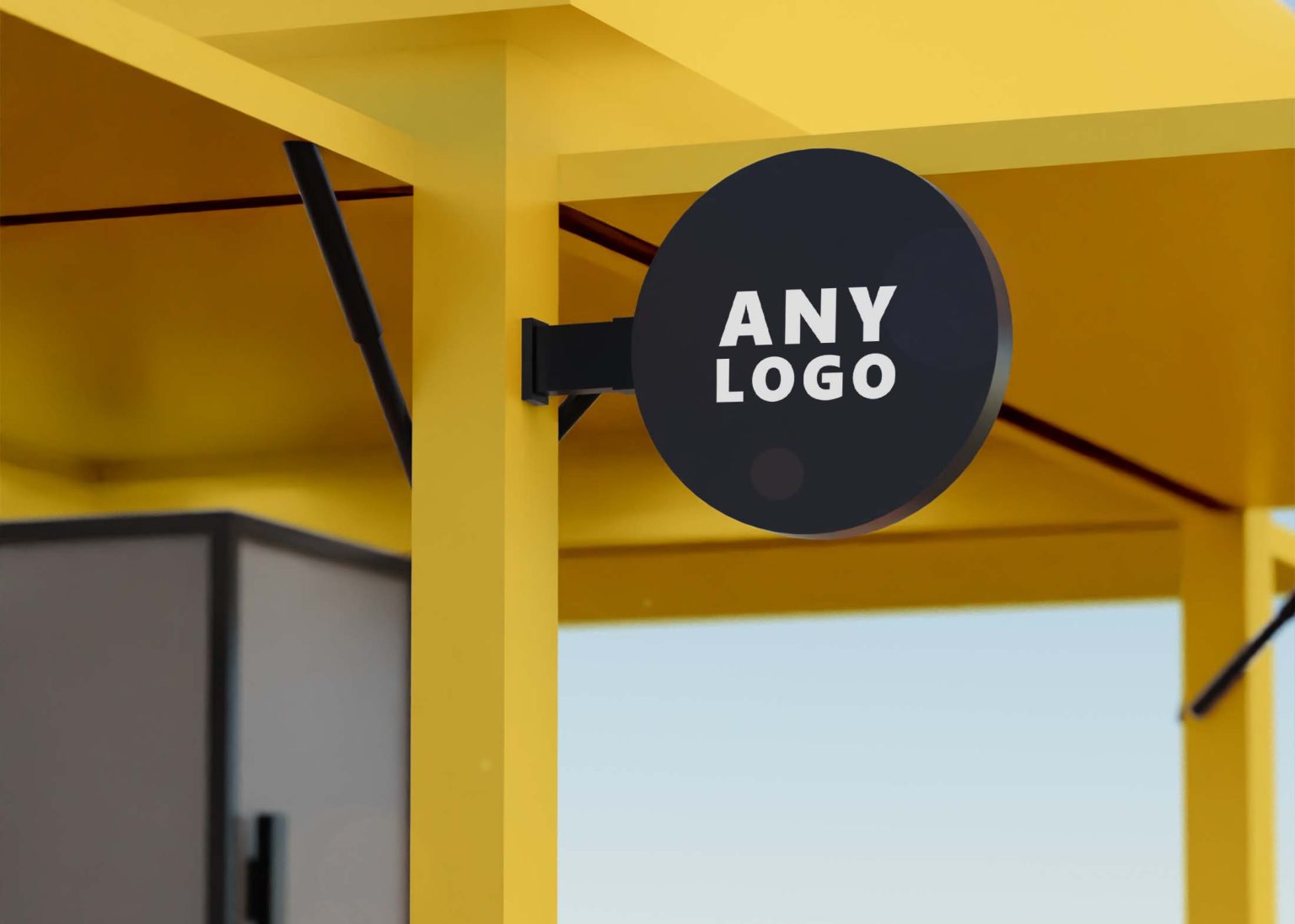 Hanging Sign Logo Mockup | eyMockup