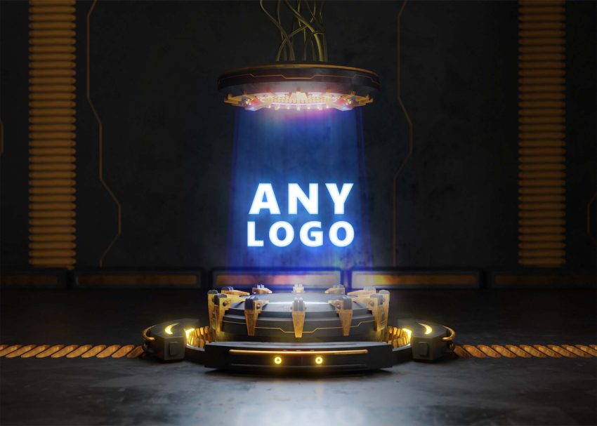 Hologram Light Logo Mockup | eyMockup