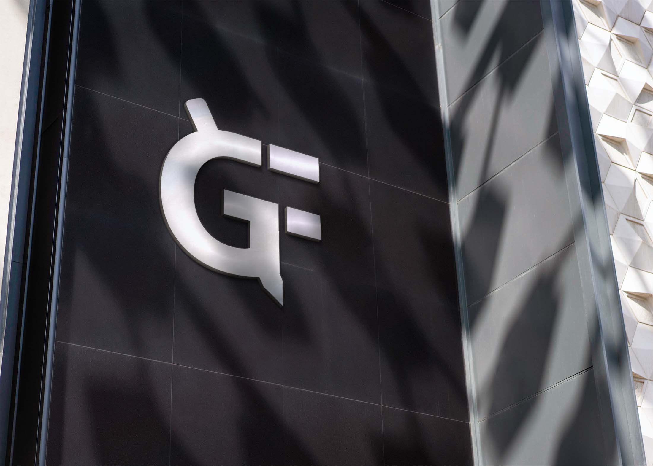 Dark Black Building Logo Mockup | eyMockup